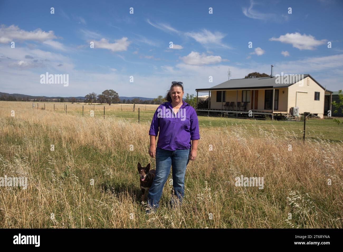 Kim Storey and dog Ruby in Eugowra, NSW, Monday, November 6, 2023. (AAP ...