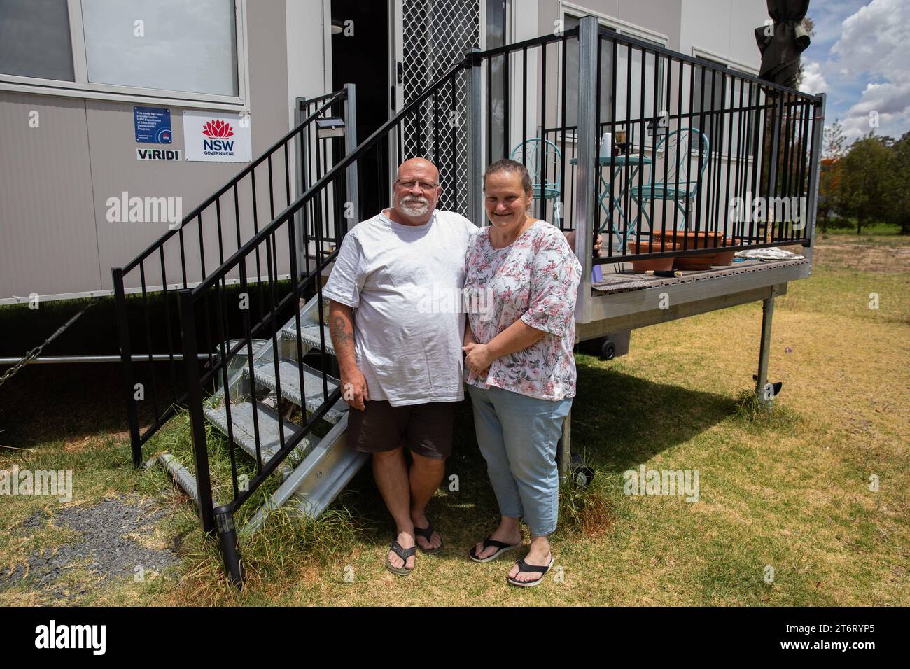 Brian and Lesley Smith outside their pod in Eugowra, NSW, Monday ...