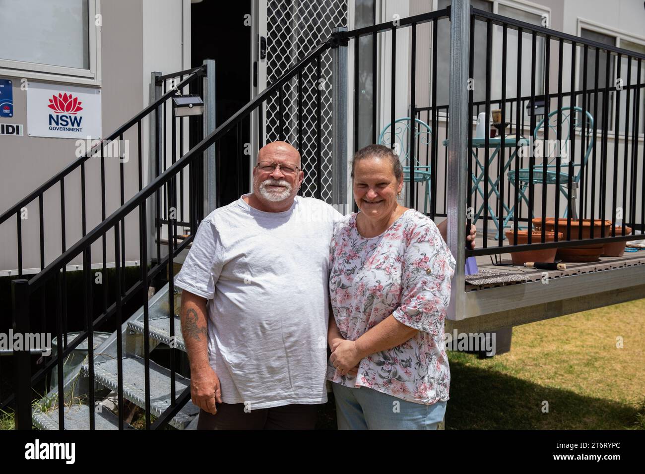 Brian and Lesley Smith outside their pod in Eugowra, NSW, Monday ...