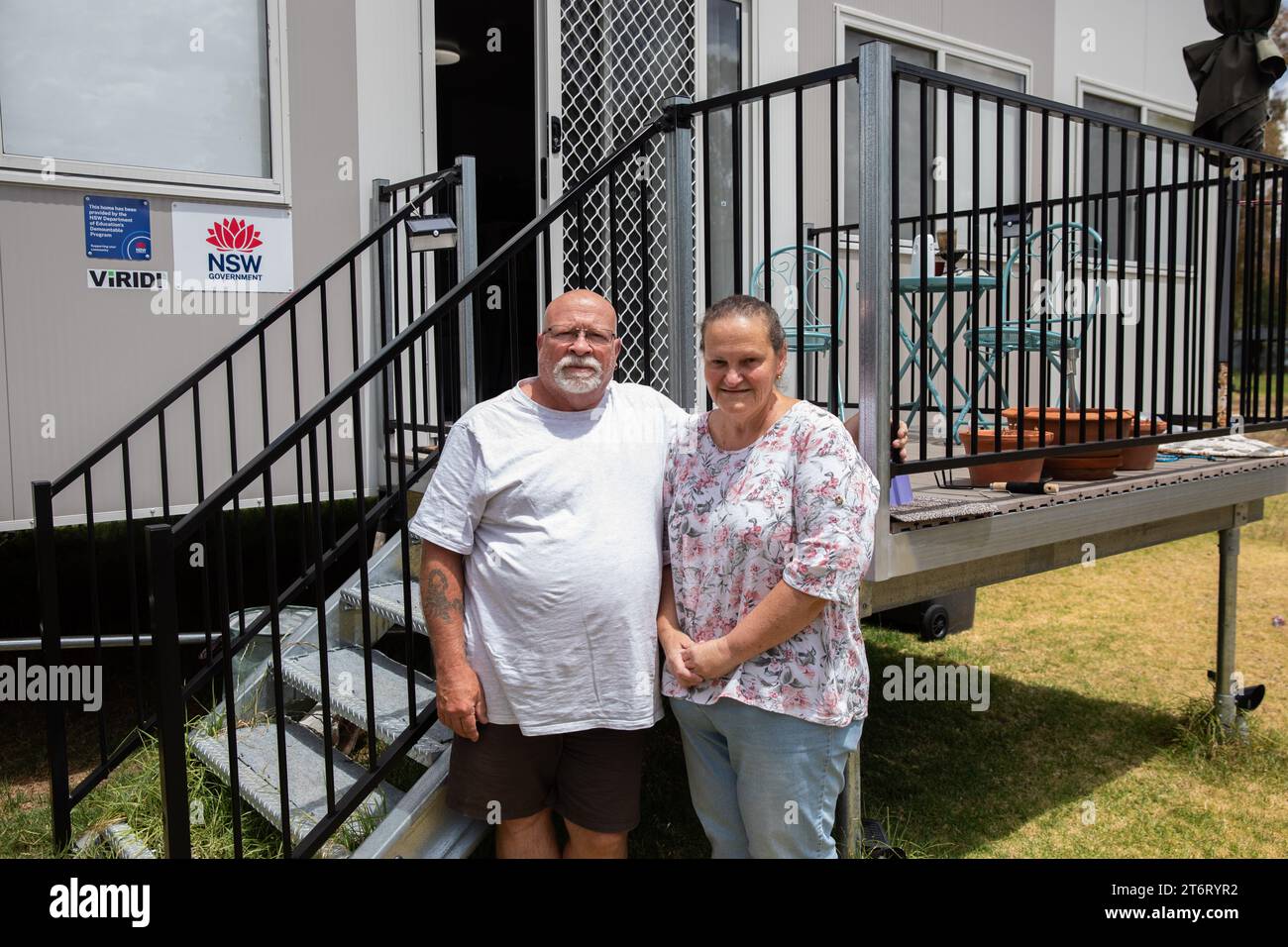 Brian and Lesley Smith outside their pod in Eugowra, NSW, Monday ...
