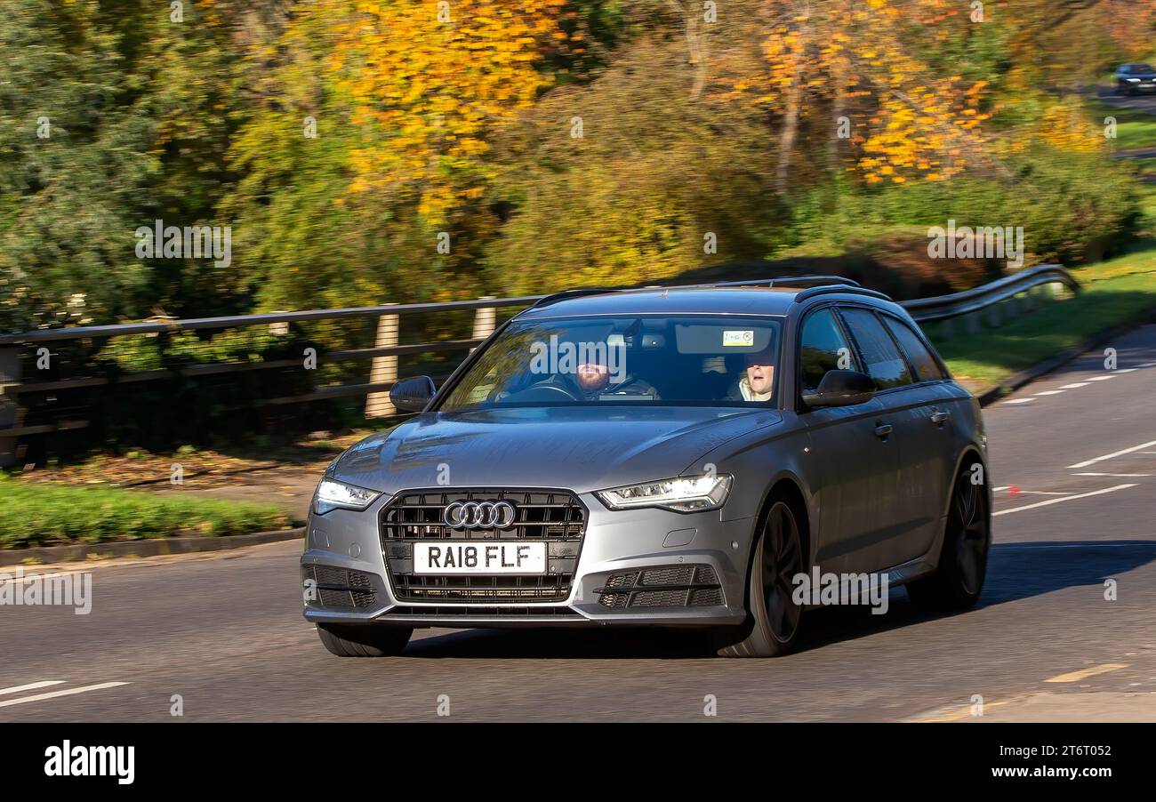 Milton Keynes,UK - Nov 11th 2023: 2018 grey Audi A6 car driving on an ...