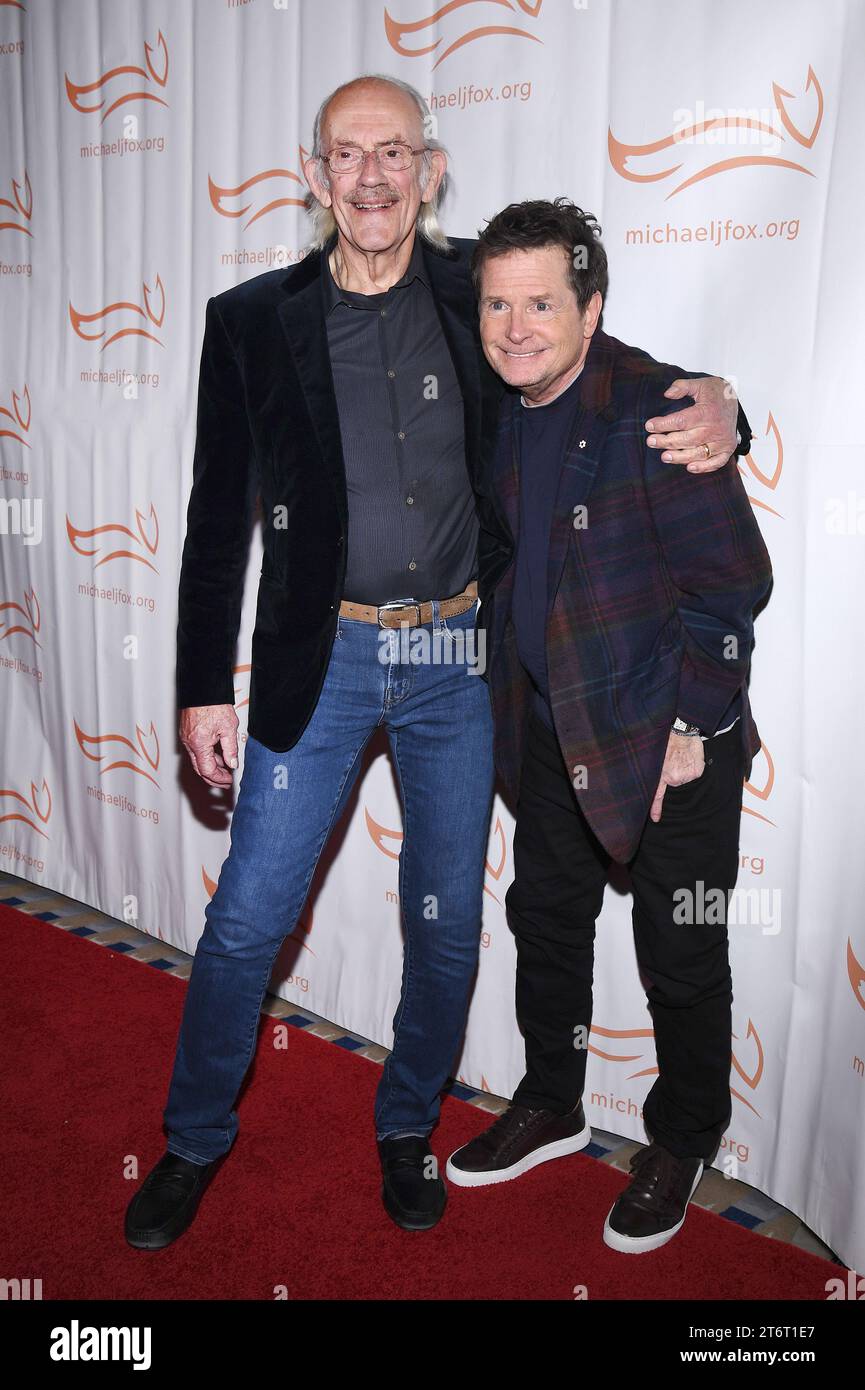(L-R) Christopher Lloyd and Michael J. Fox attend the 2023 ‘A Funny ...