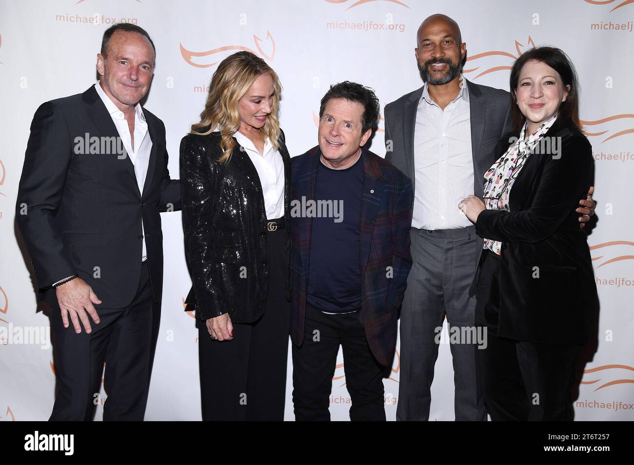 (L-R) Clark Gregg, Tracy Pollan, Michael J. Fox, Keegan-Michael Key and ...
