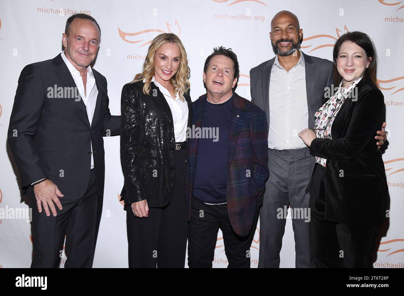 (L-R) Clark Gregg, Tracy Pollan, Michael J. Fox, Keegan-Michael Key and ...