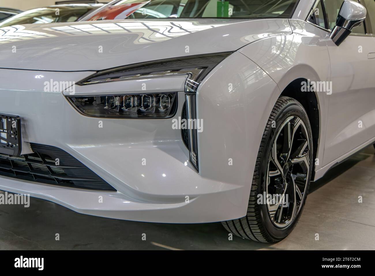 The car of the future is a modern technological car with an electric ...