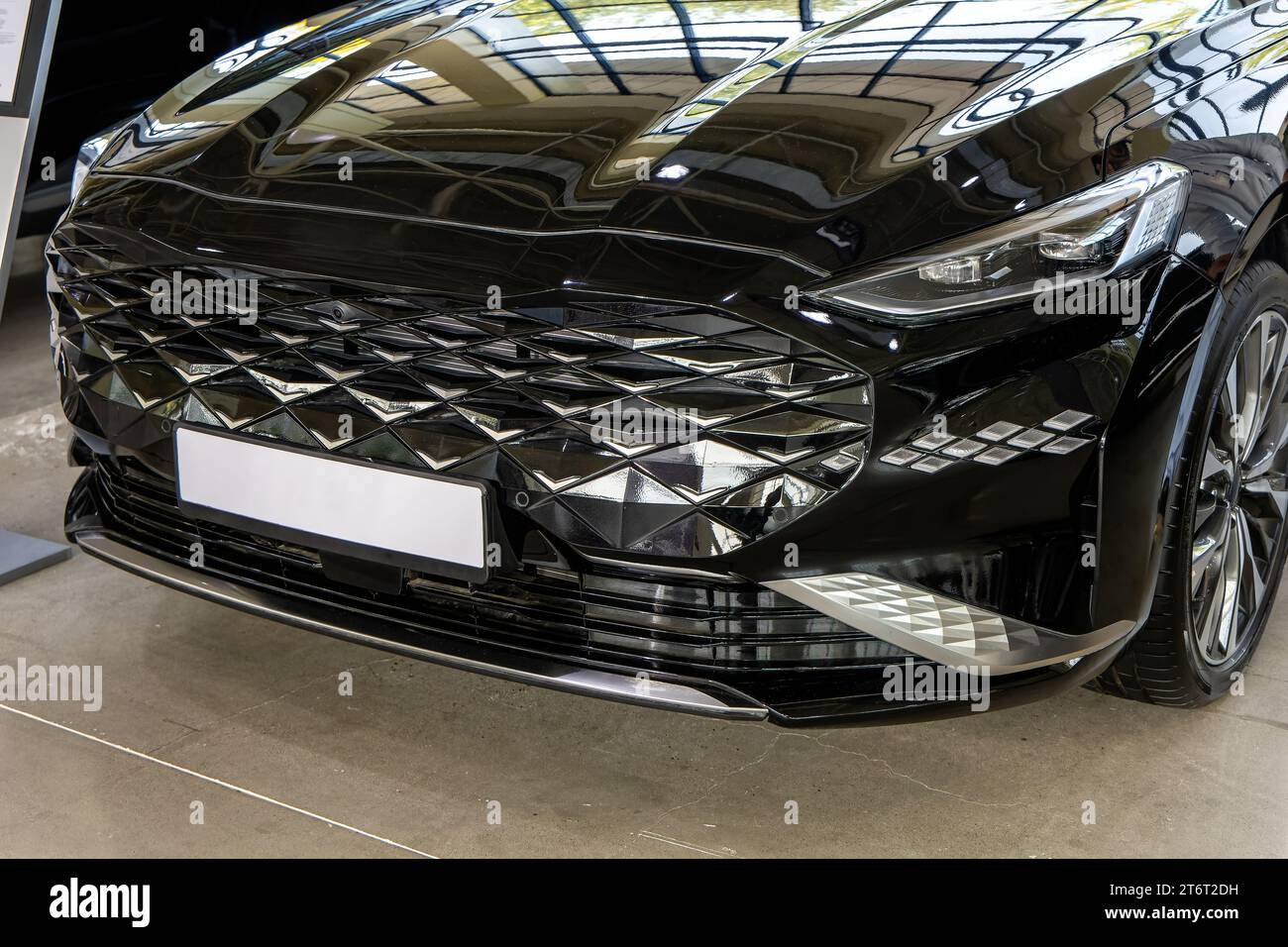 The car of the future is a modern technological car with an electric ...