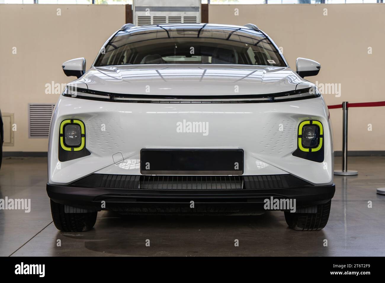 The car of the future is a modern technological car with an electric ...