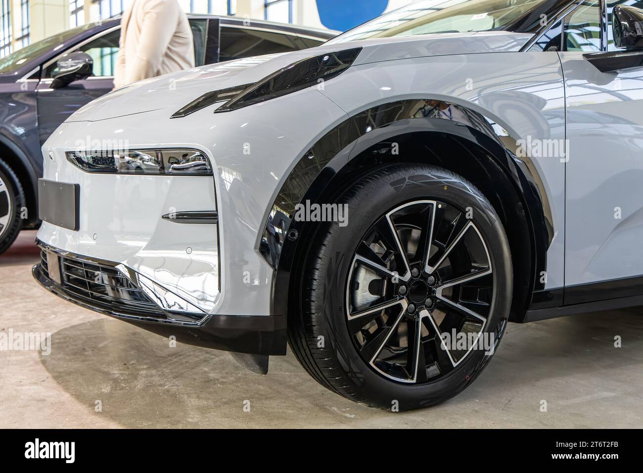 The car of the future is a modern technological car with an electric ...