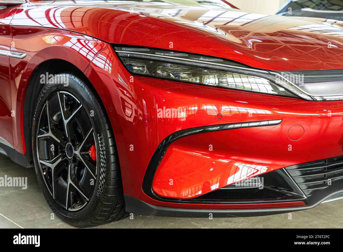 The car of the future is a modern technological car with an electric ...