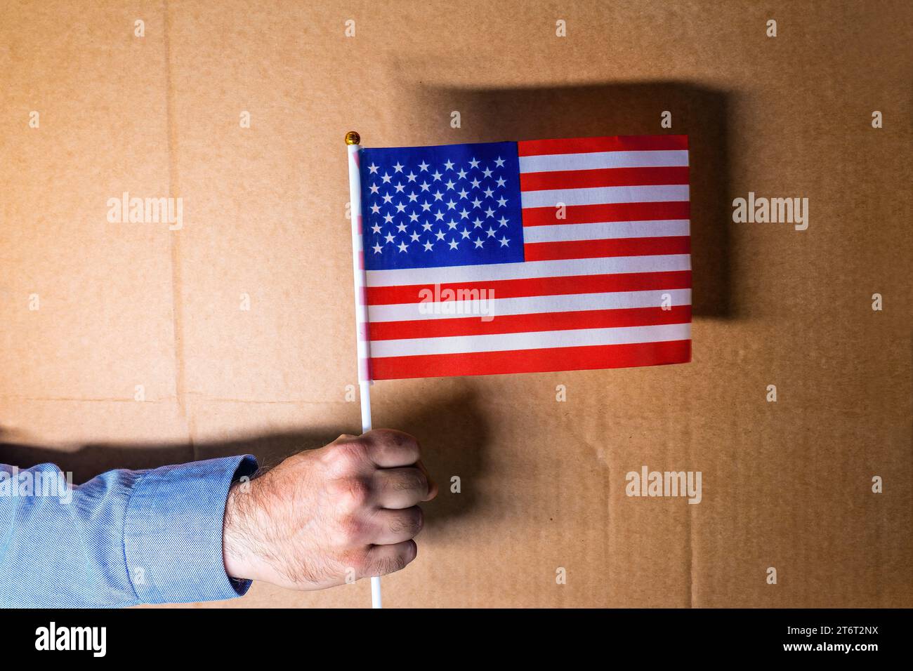 The red, blue and white flag of USA is a symbol of the country's ...