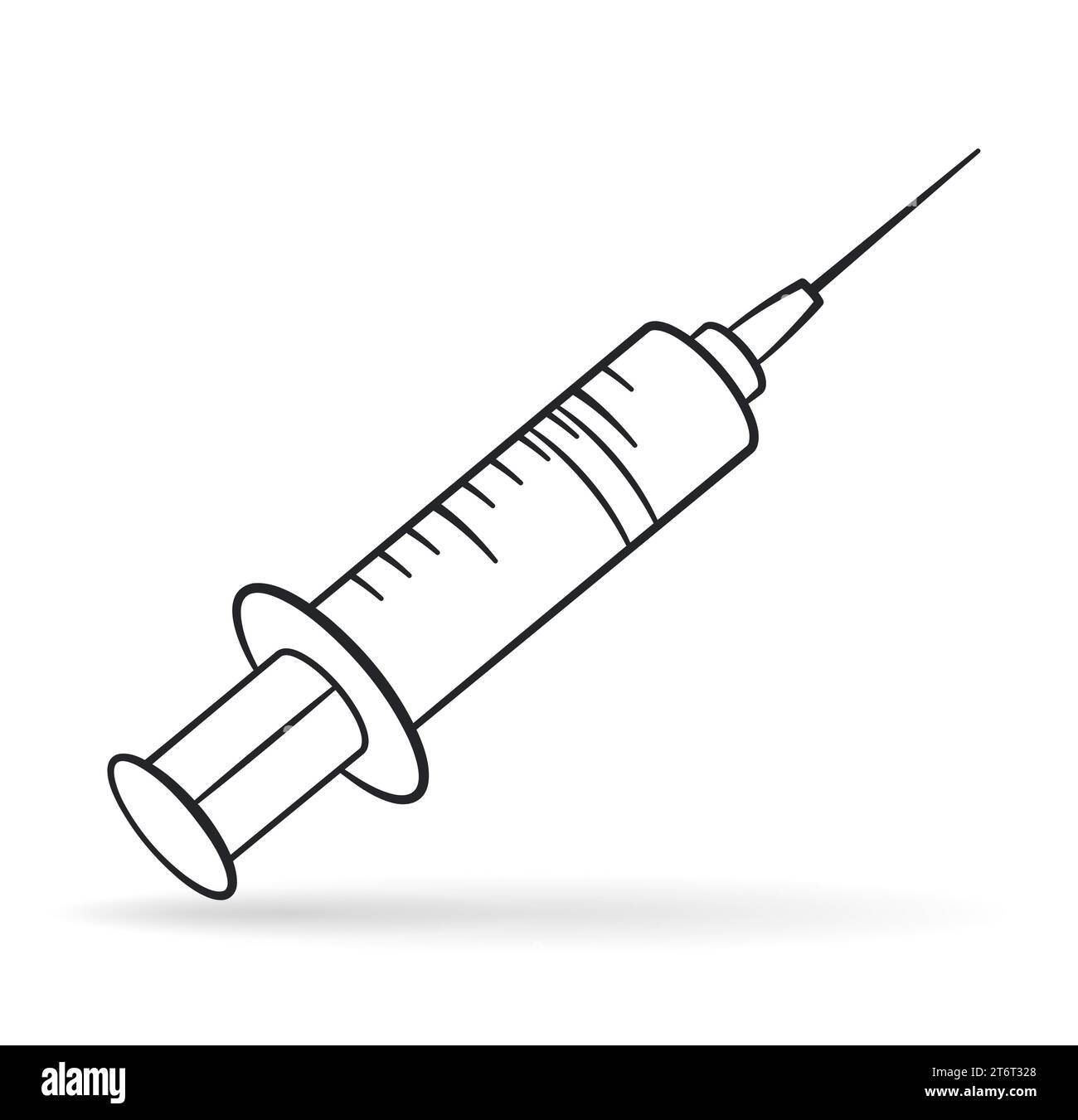 Illustration of syringe black and white drawing Stock Vector Image ...