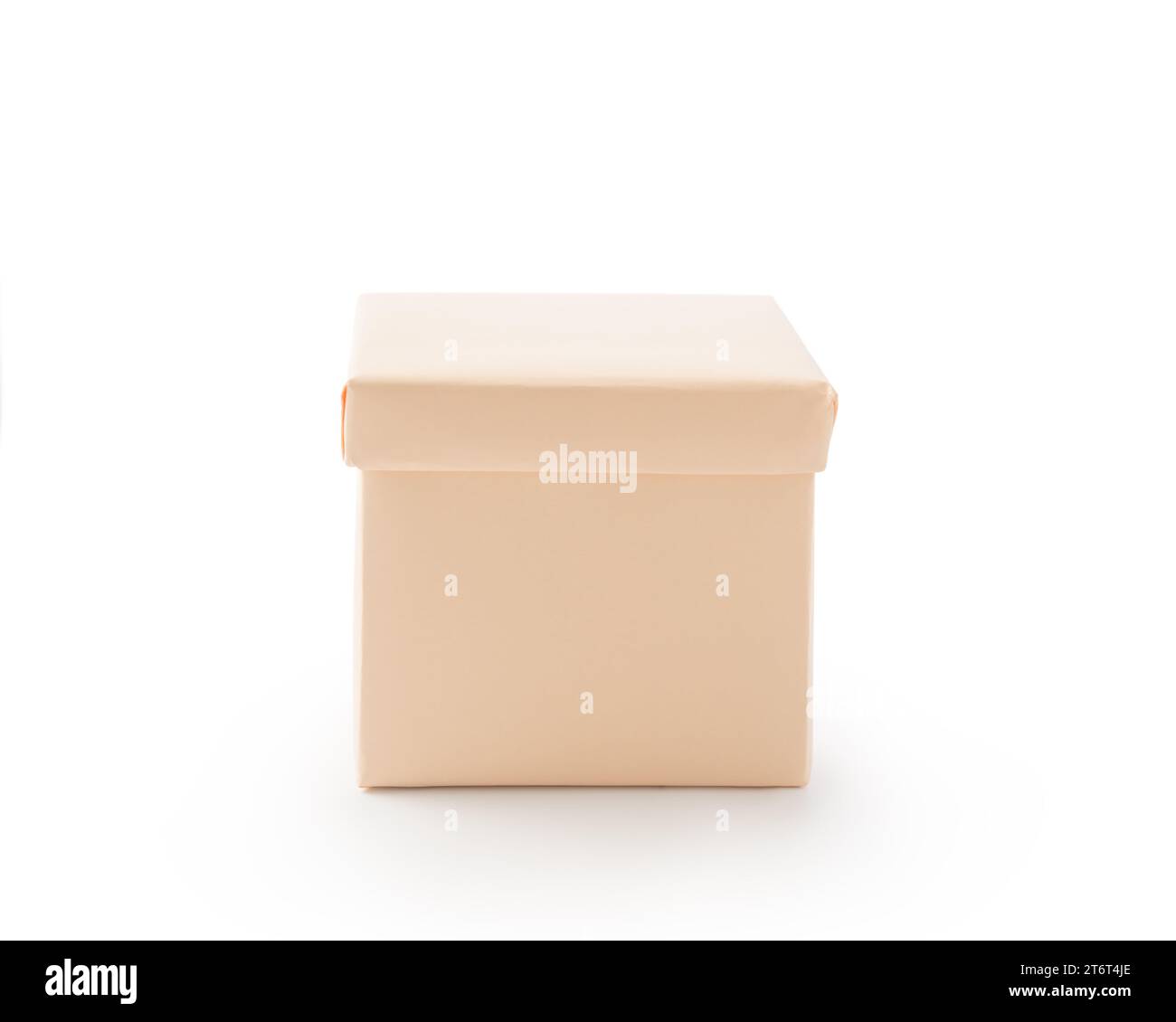 Peach paper gift box without decorations isolated on white background ...