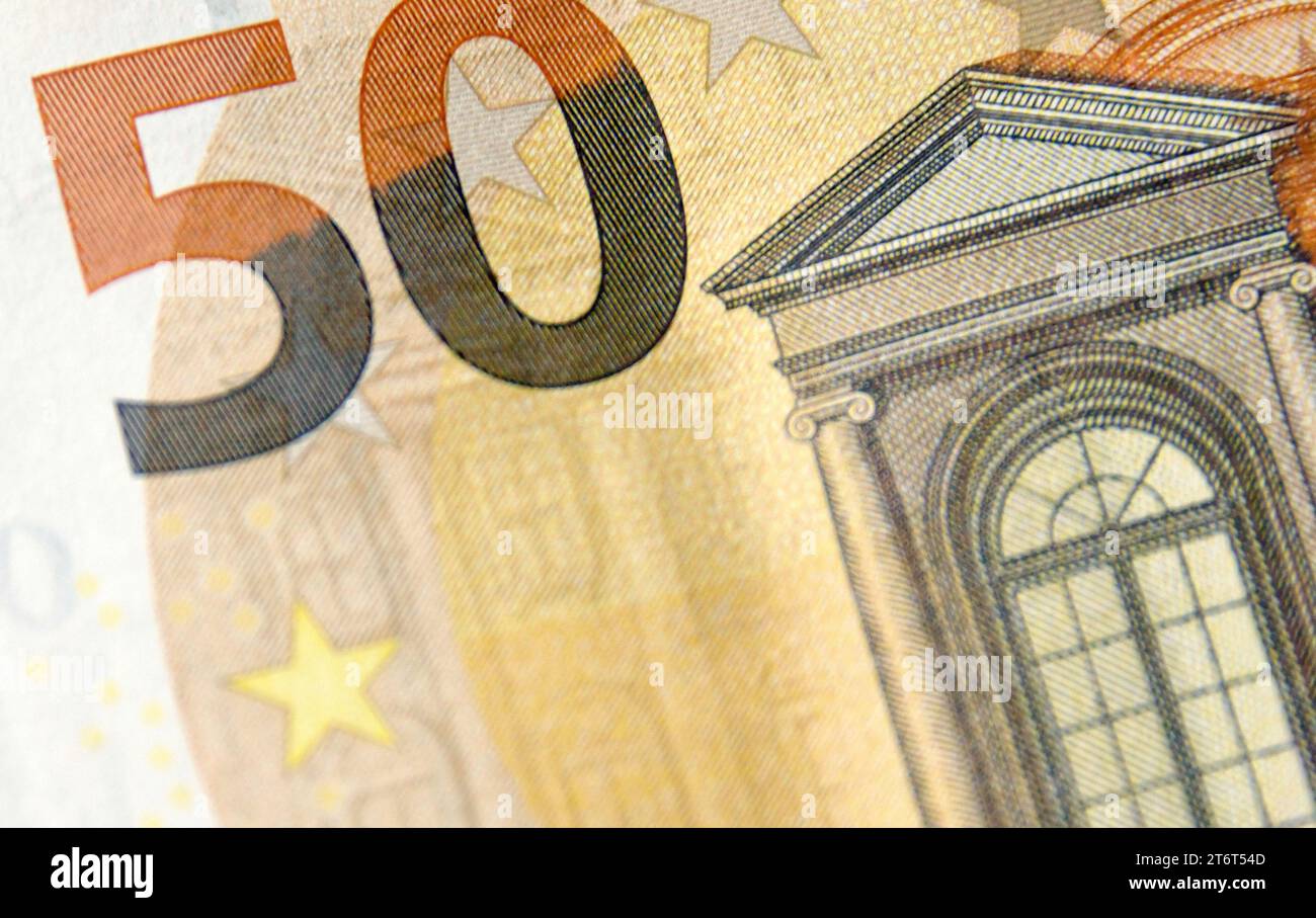 Parts of 50 euro banknotes Stock Photo - Alamy