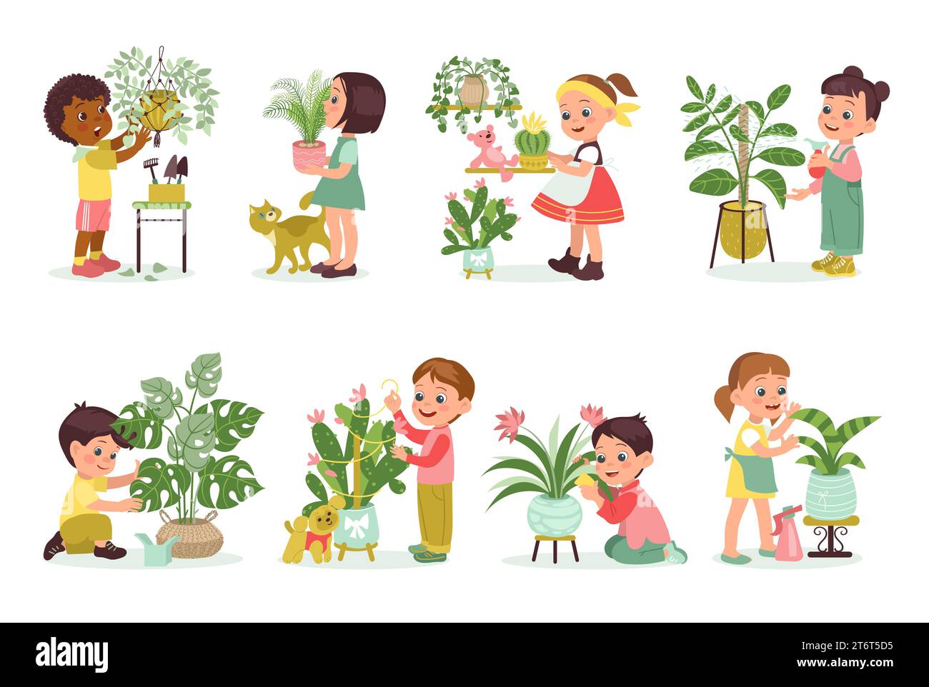 Kids Planting Flowers Clipart
