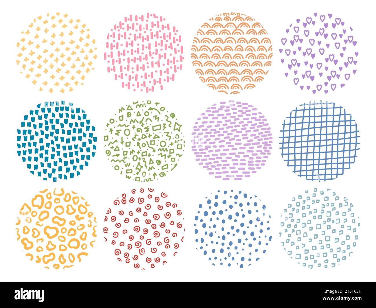 Simple doodle textures. Round hand drawn pattern. Abstract random ...