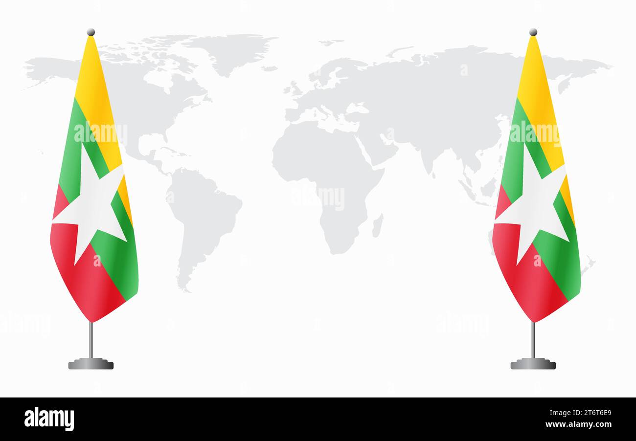 Myanmar and Myanmar flags for official meeting against background of ...