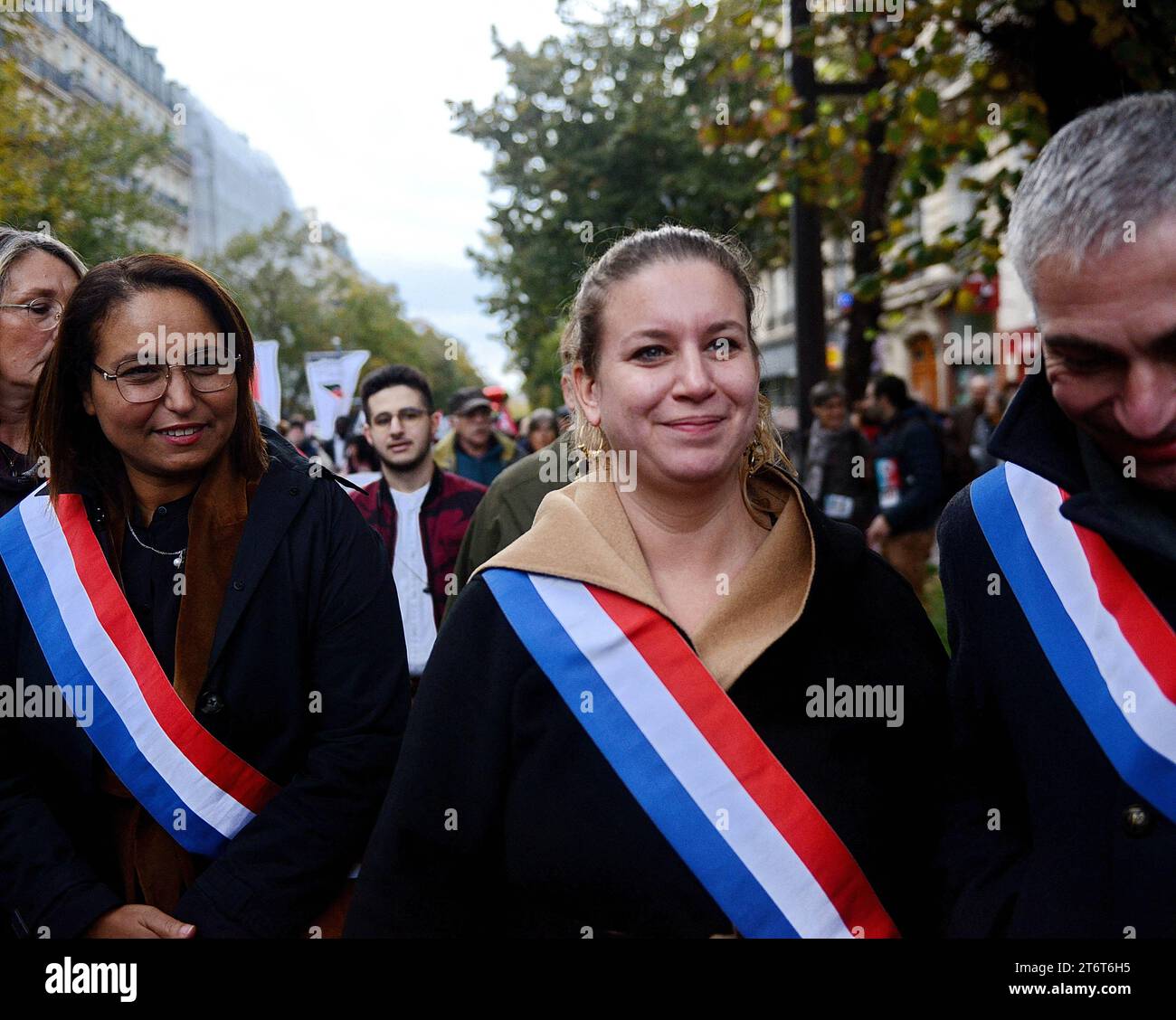 Mathilde Panot attending a demonstration in support of Palestine in ...