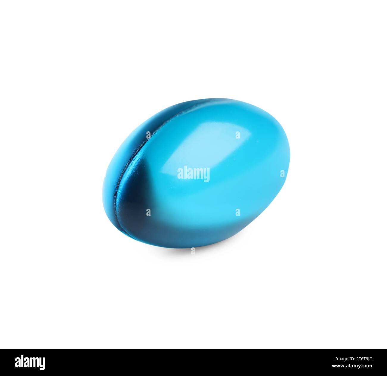 One light blue pill on white background. Medicinal treatment Stock ...