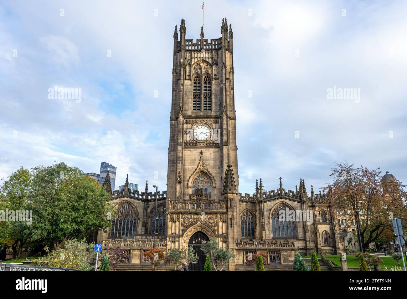 The gothic style cathedral of Manchester, United Kingdom Stock Photo ...