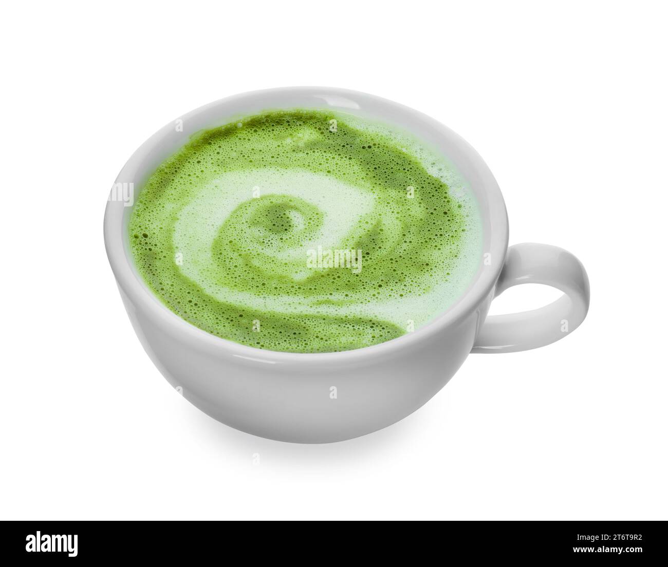 Delicious matcha latte in cup on white background Stock Photo - Alamy
