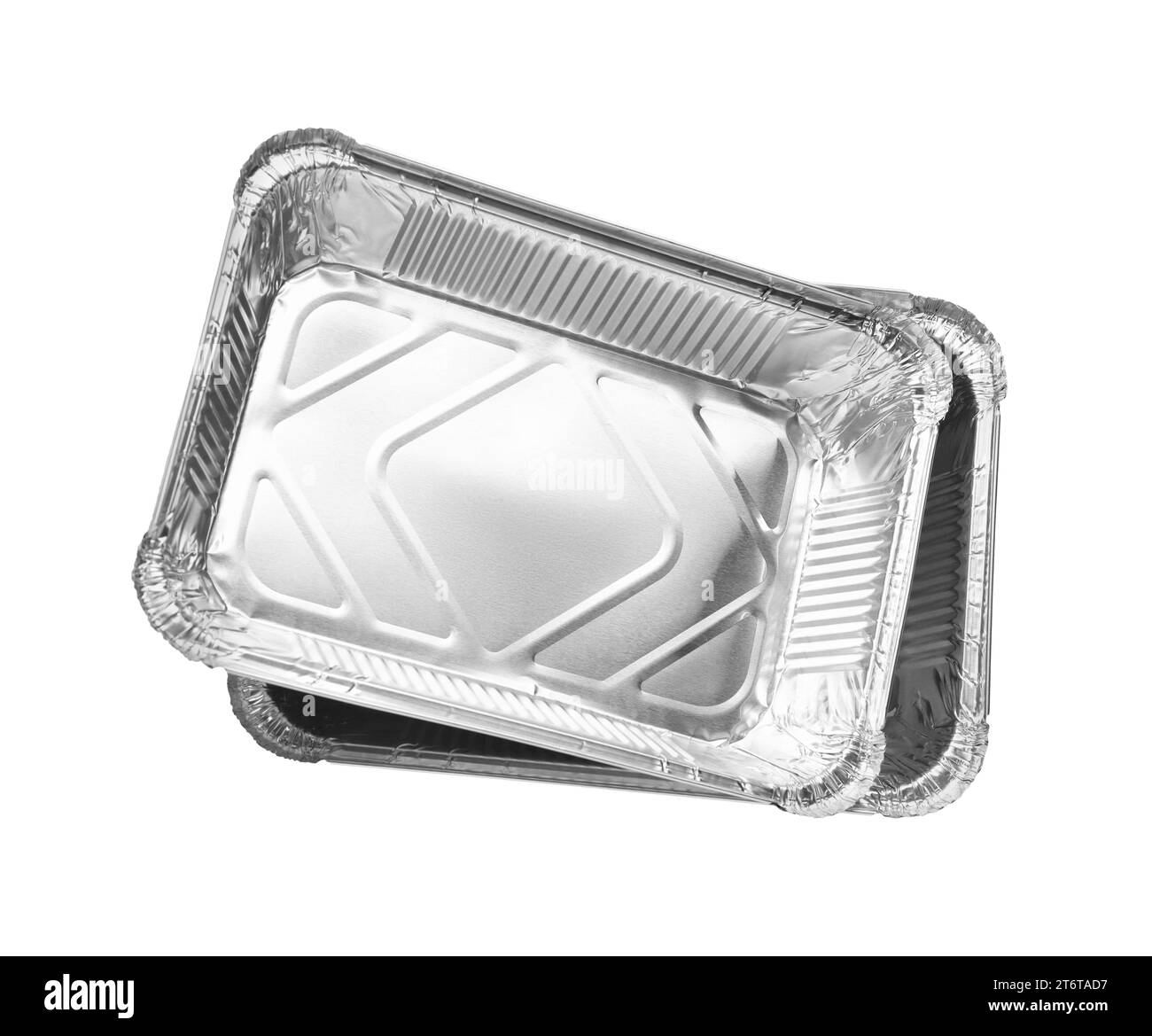 Two aluminum foil containers isolated on white, top view Stock Photo ...