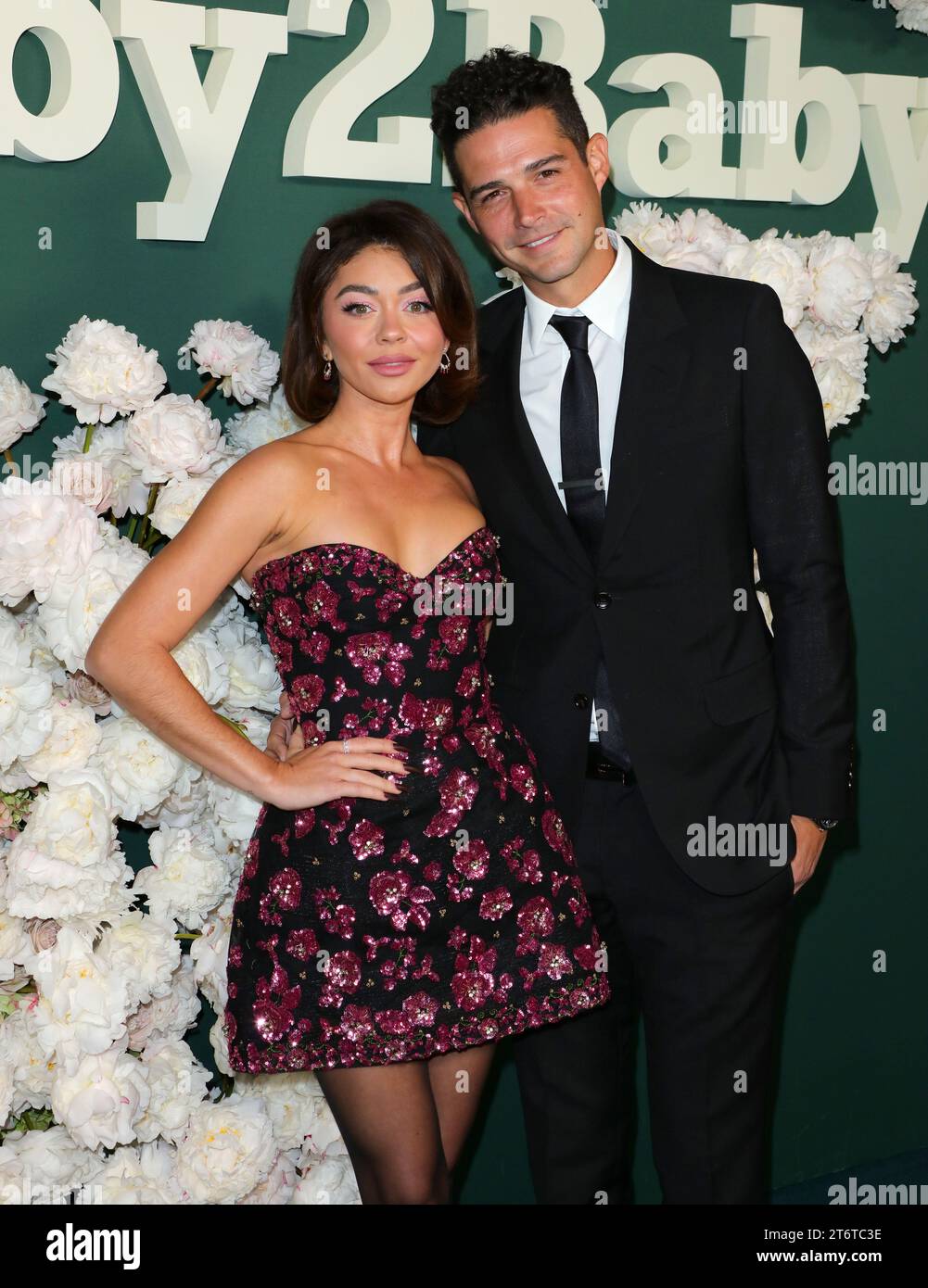 Sarah Hyland, Wells Adams arrives at The 2023 Baby2Baby Gala held at ...