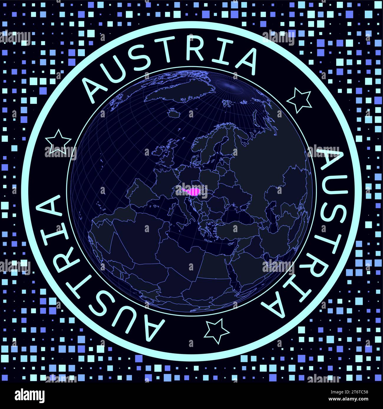 Austria on globe vector. Futuristic satellite view of the world ...