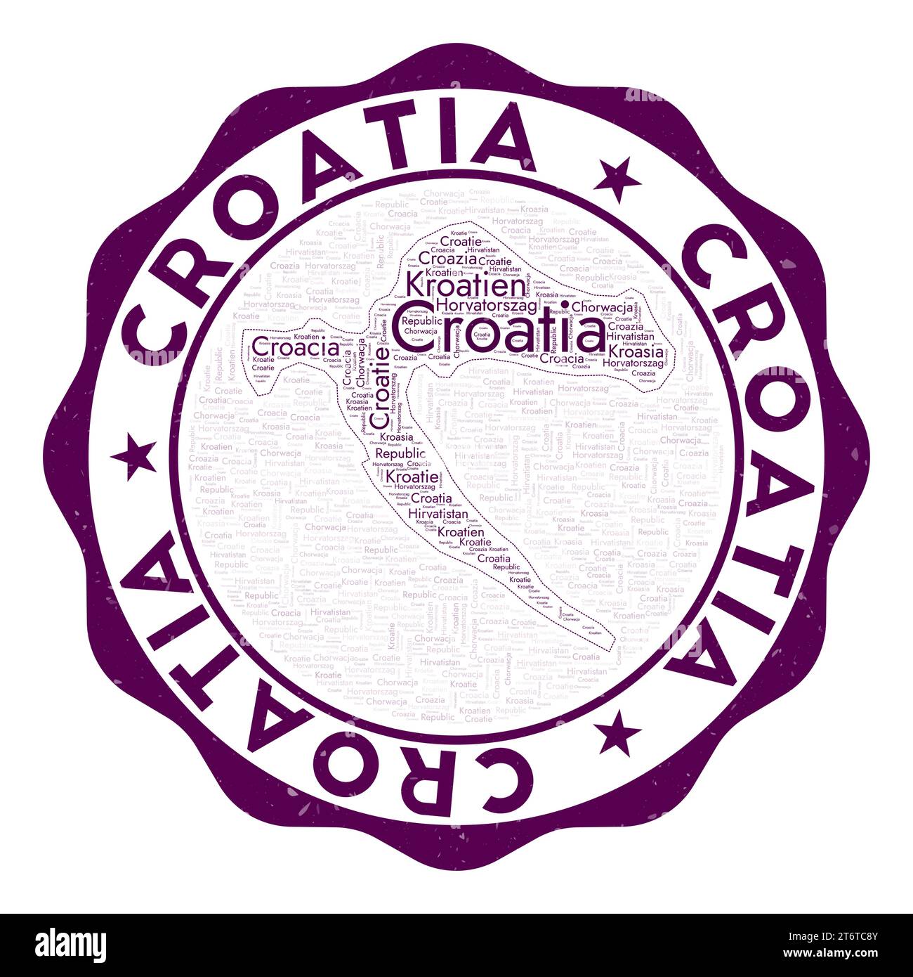 Croatia logo. Attractive country badge with word cloud in the shape of ...