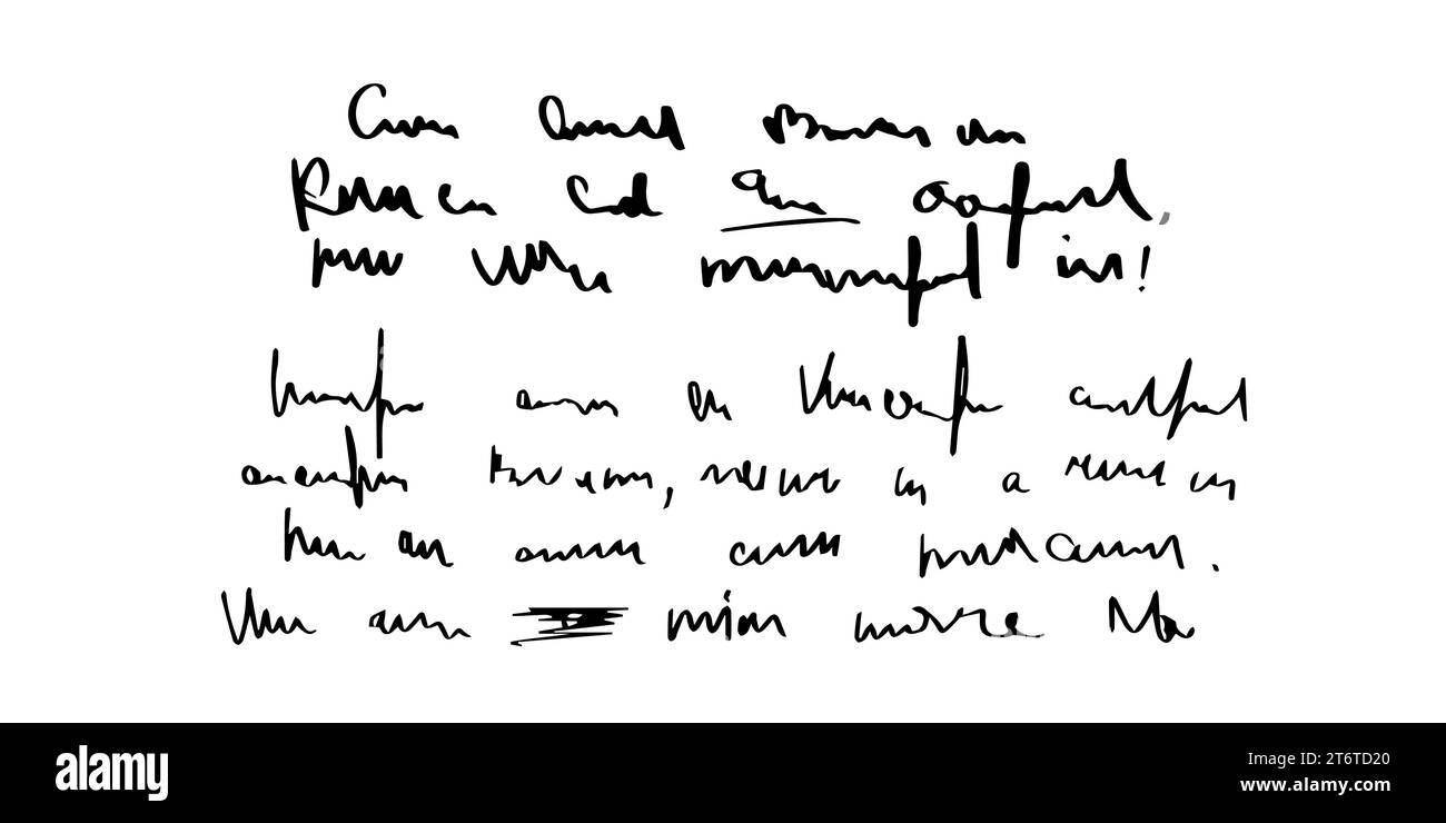 Handwritten Unreadable ink stroke, doodle illegible fictional language ...