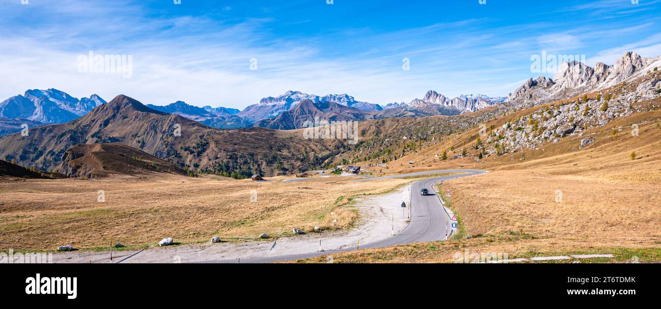 View of the Dolomite Mountains from the Giau Pass, Italy Stock Photo ...