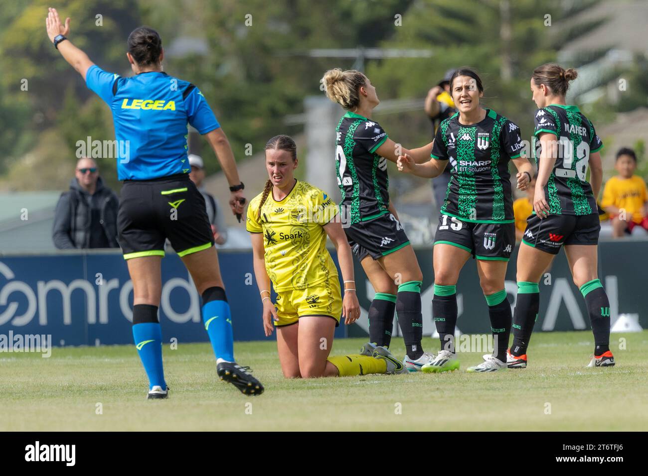 Porirua, Wellington, New Zealand, 12 November 2023: Free kick for ...