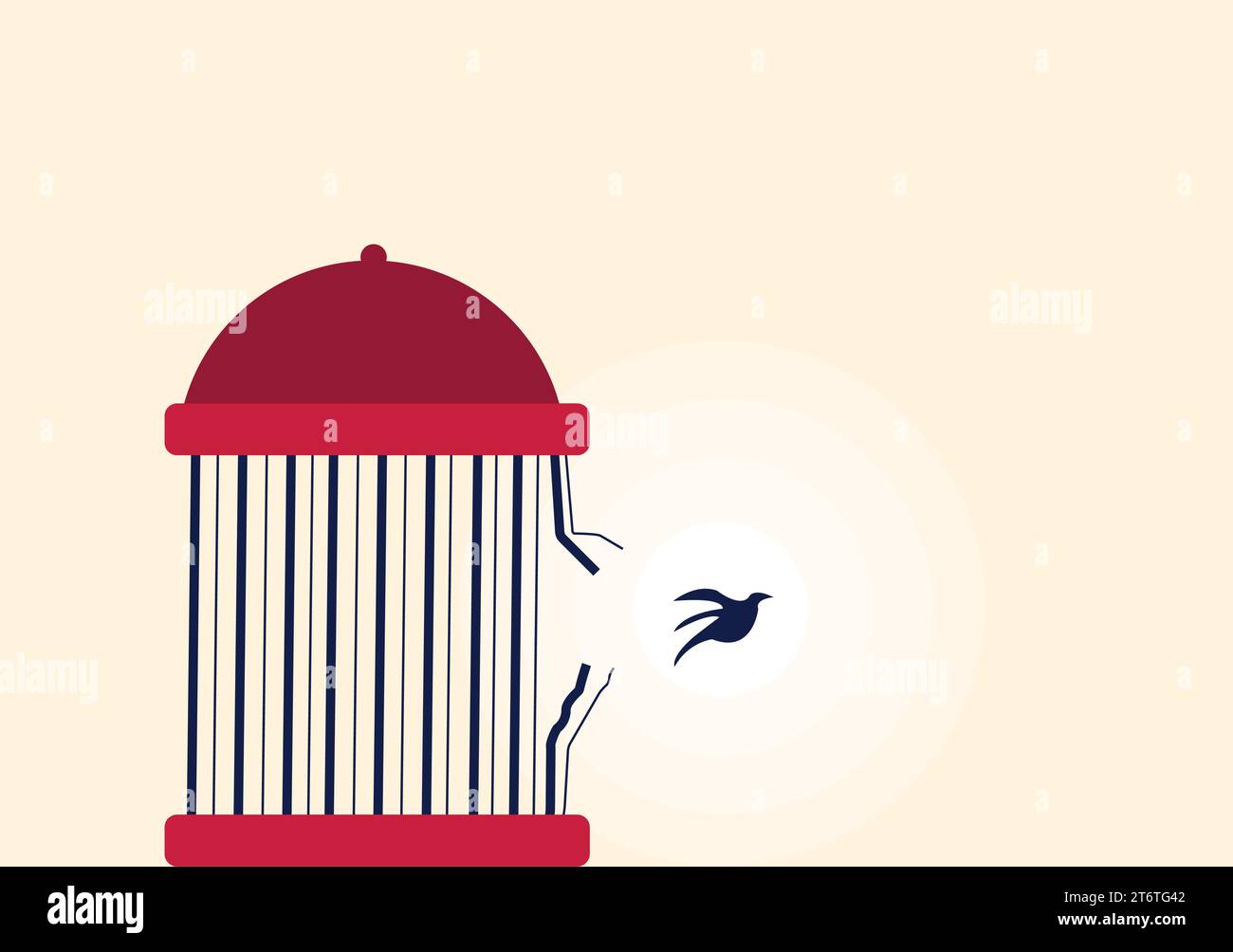 Freedom bird flying and free from cage and prison illustration Stock ...