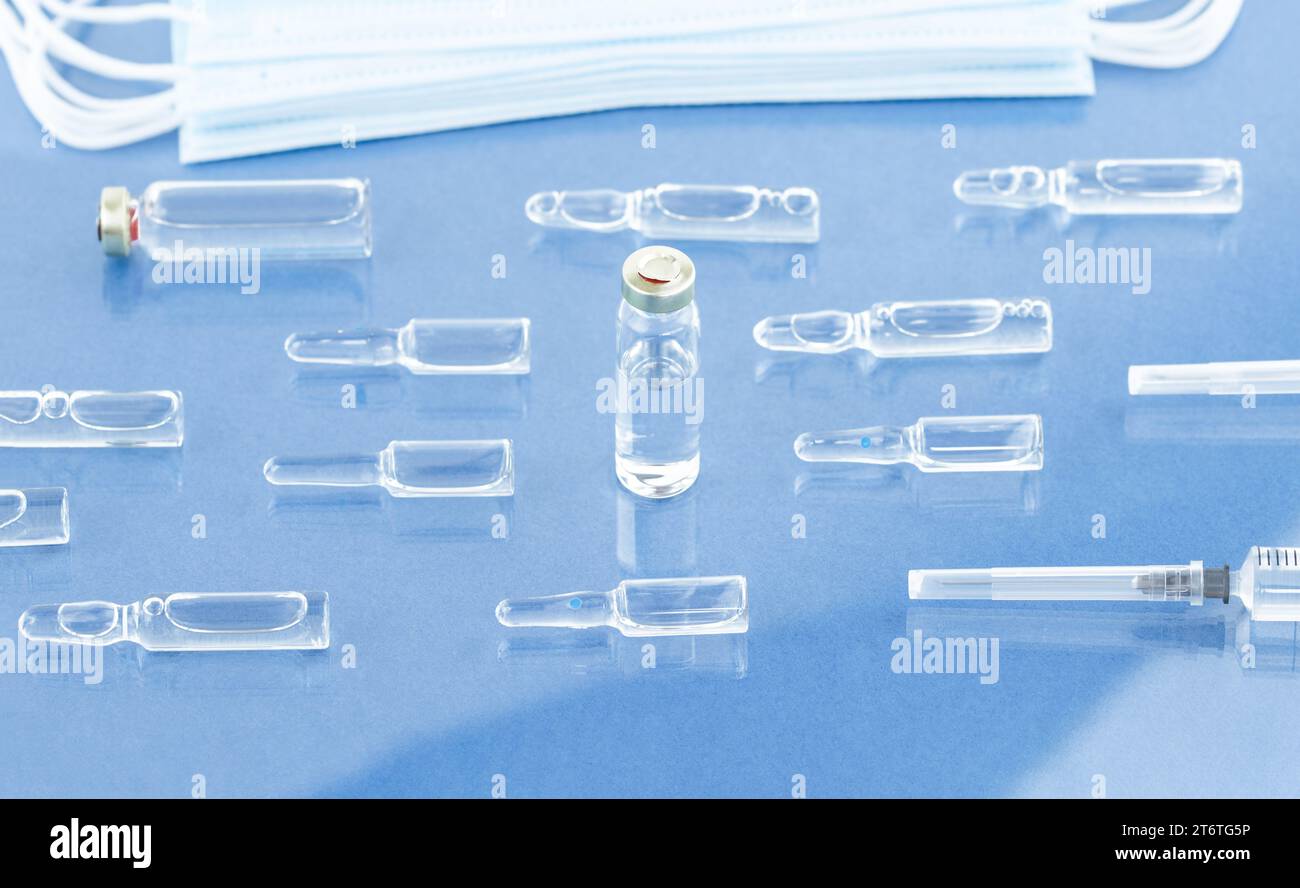 Ampoules with antibiotic, ampoules for injection over desk Stock Photo ...