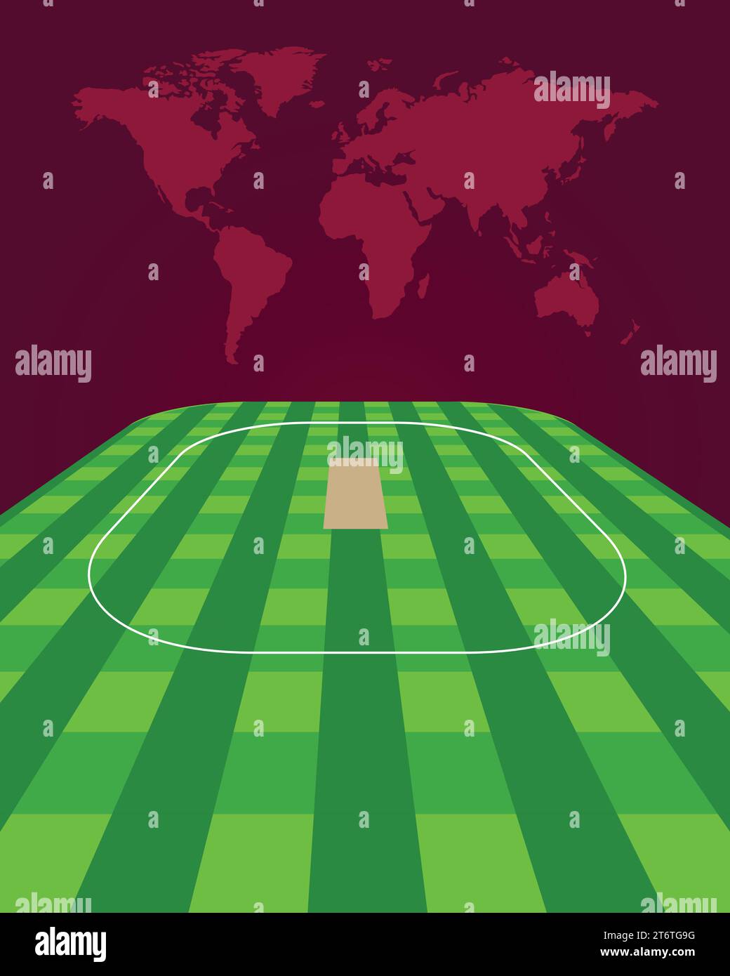Cricket Green Field with World Map Colorful Red background, Vector ...