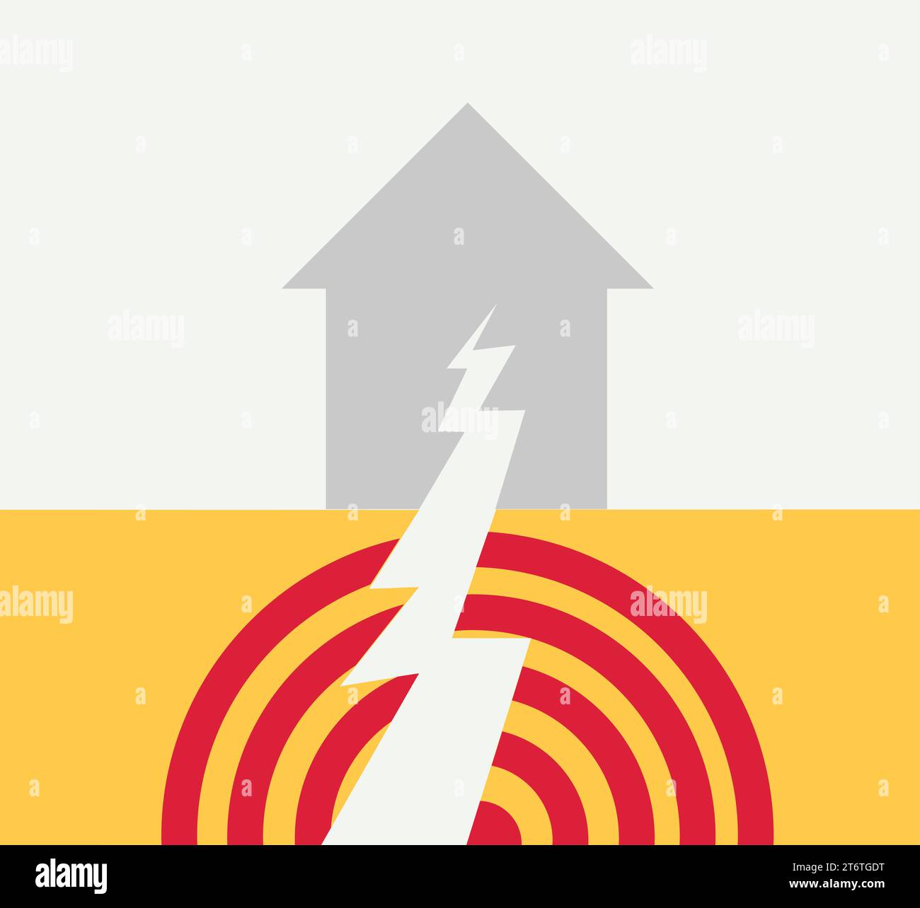 House broken and crack in surface due to earthquake illustration Stock ...