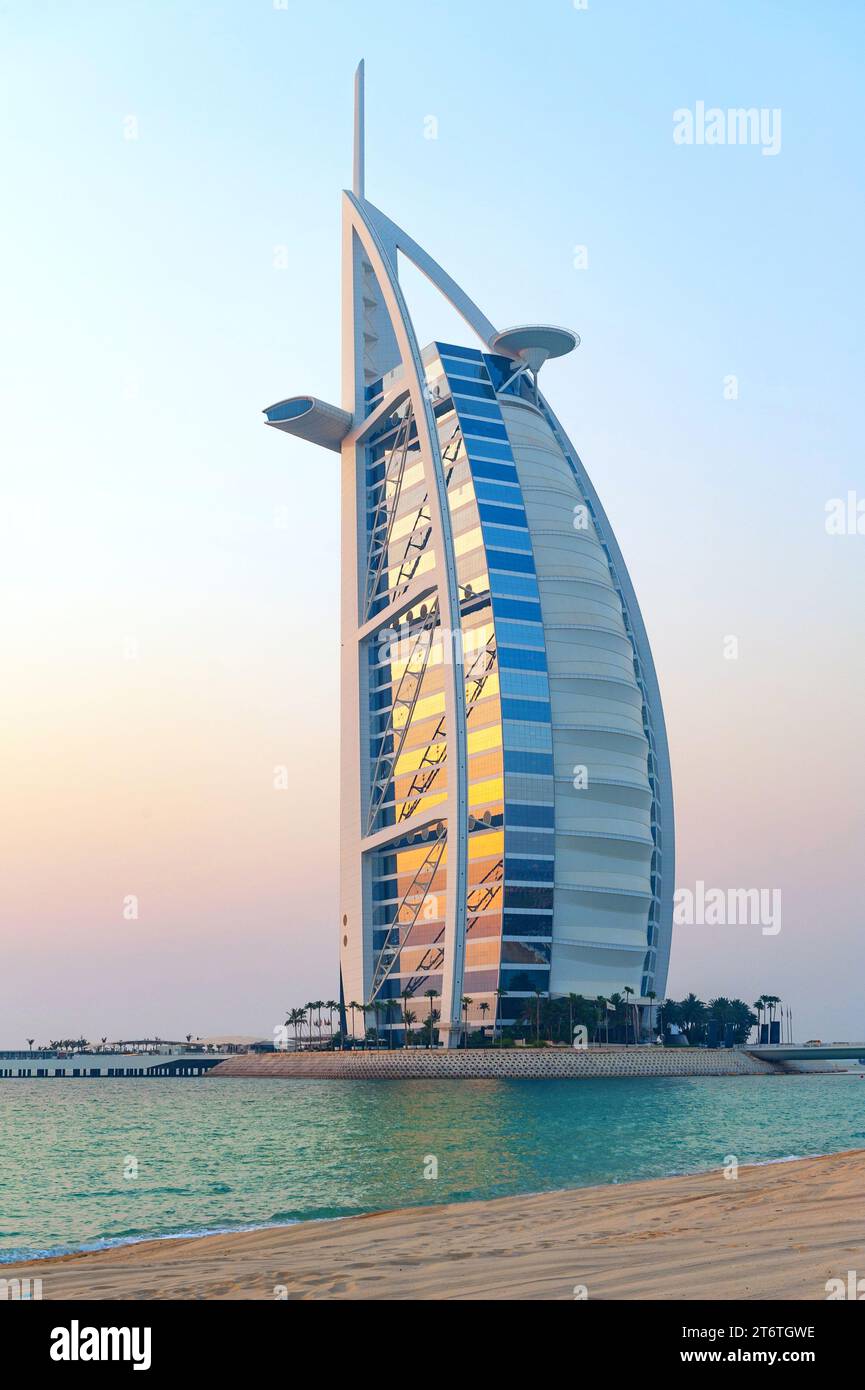 Dubai, United Arab Emirates. July 1st 2019 Evening scenic view of Burj ...