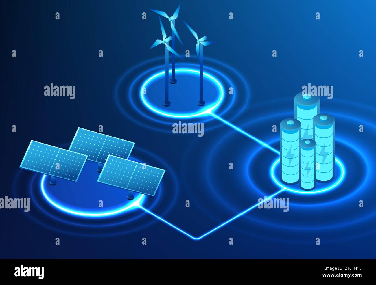 Renewable energy technology Wind turbines and solar cells charge ...