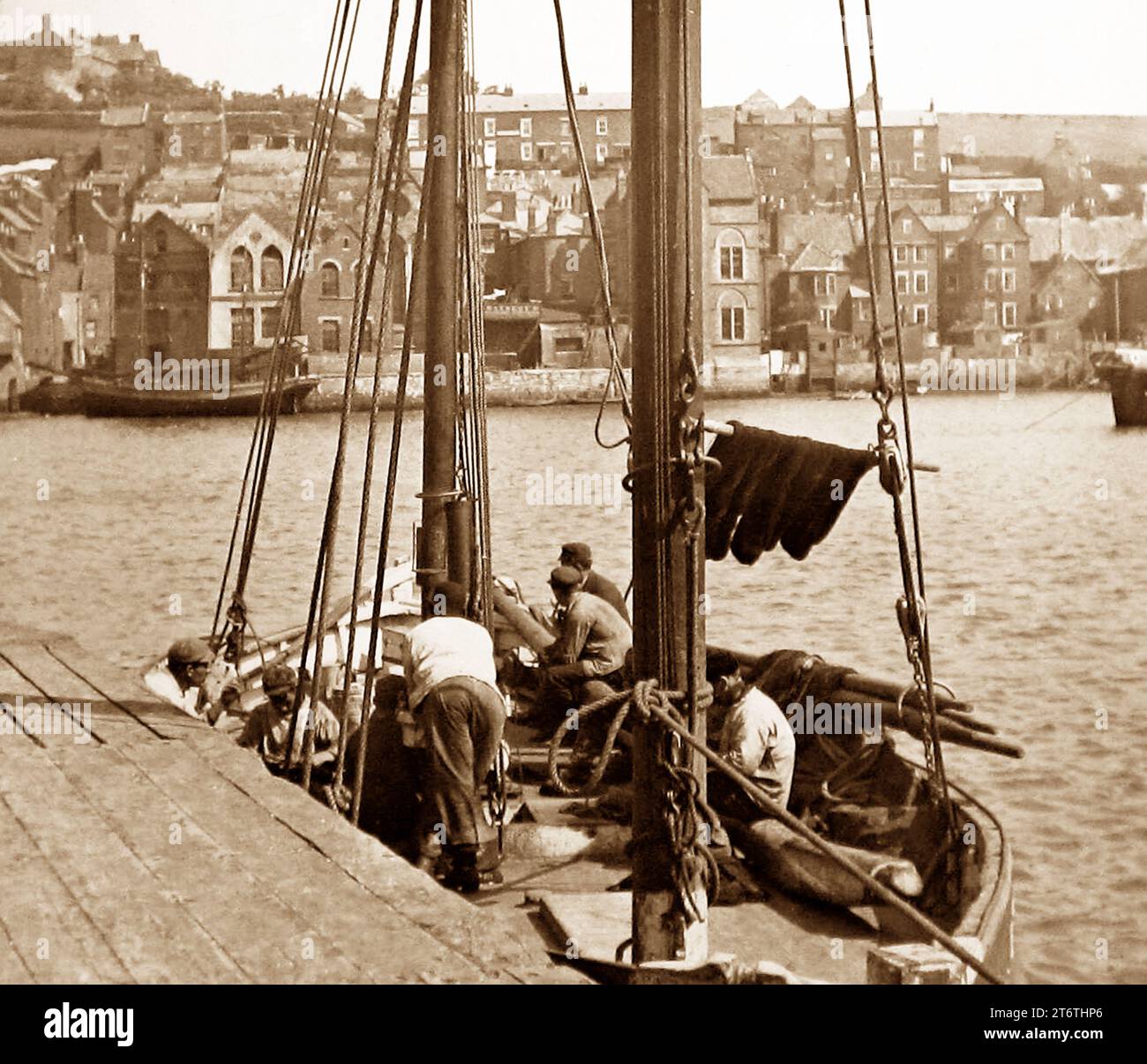 Fishing boat, Whitby, Victorian period Stock Photo - Alamy