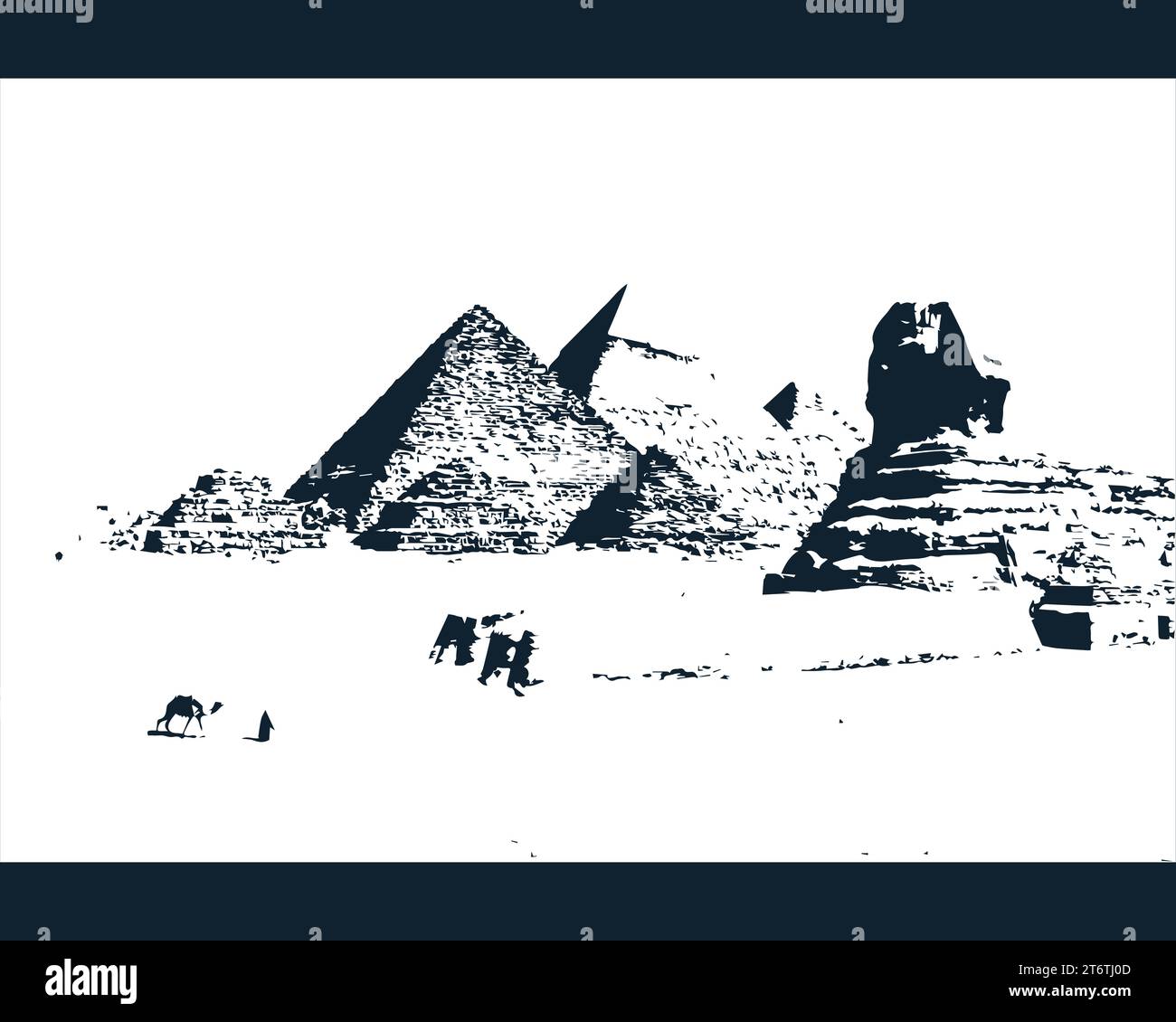 Pyramids of Giza, Egypt vector Illustration Editable Image Stock Vector ...