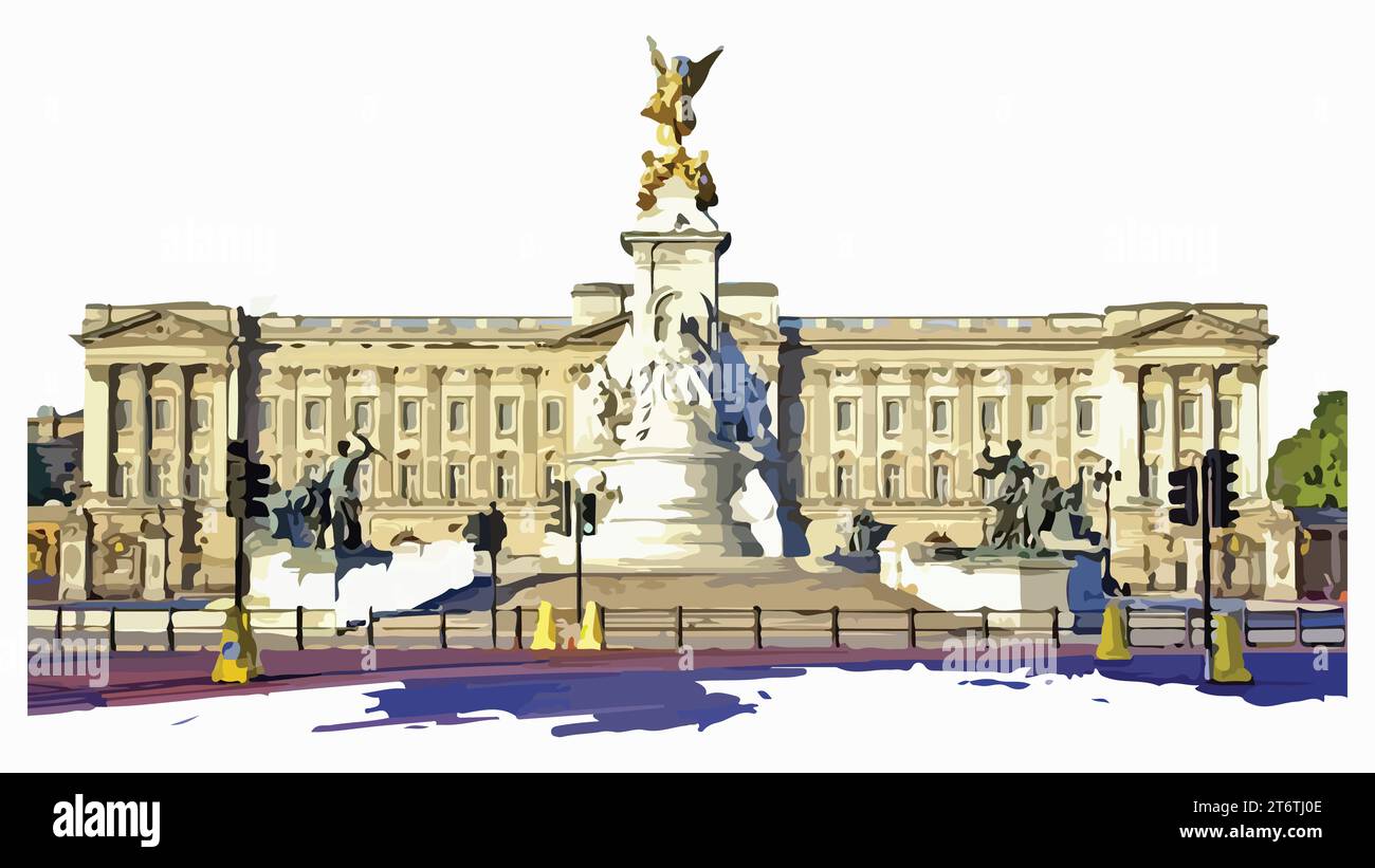Buckingham Palace, United Kingdom vector Illustration Editable Image ...