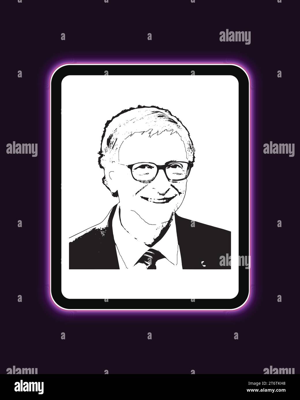 Bill Gates American business magnate Neon Light Board View Purple ...