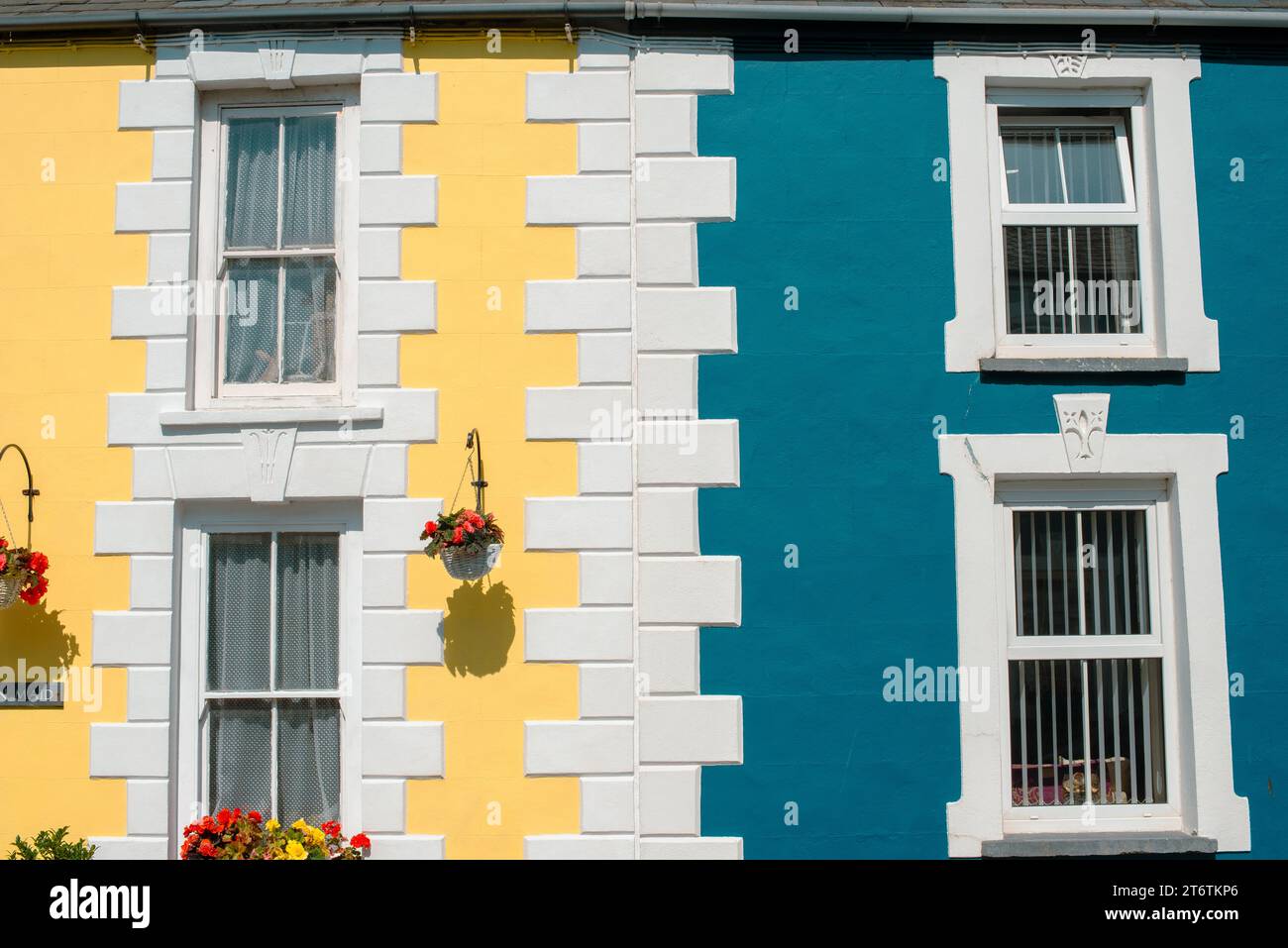 Two well looked after colourful terraced houses in Aberaeron in West ...