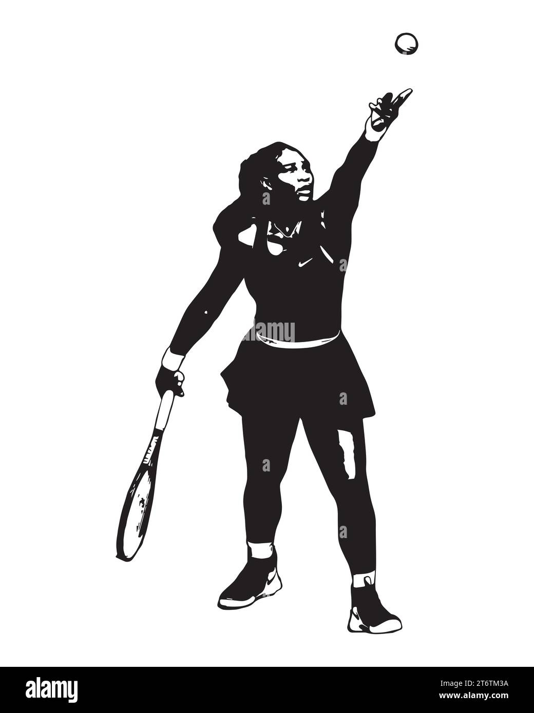 Serena Williams American tennis player, Black and White Vector ...