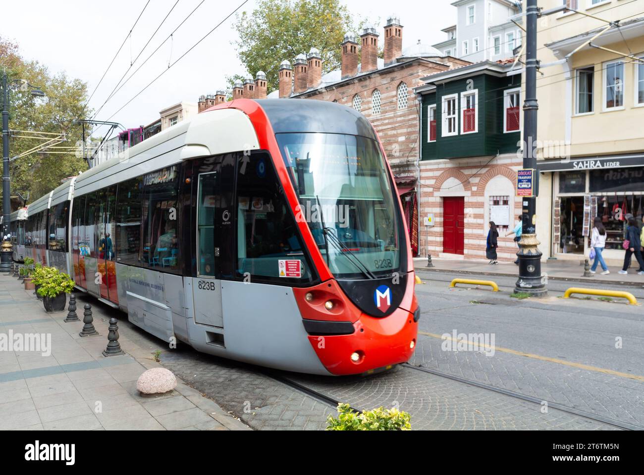 Istanbul, Turkey, Tram T1 line in the street. Editorilal only Stock ...