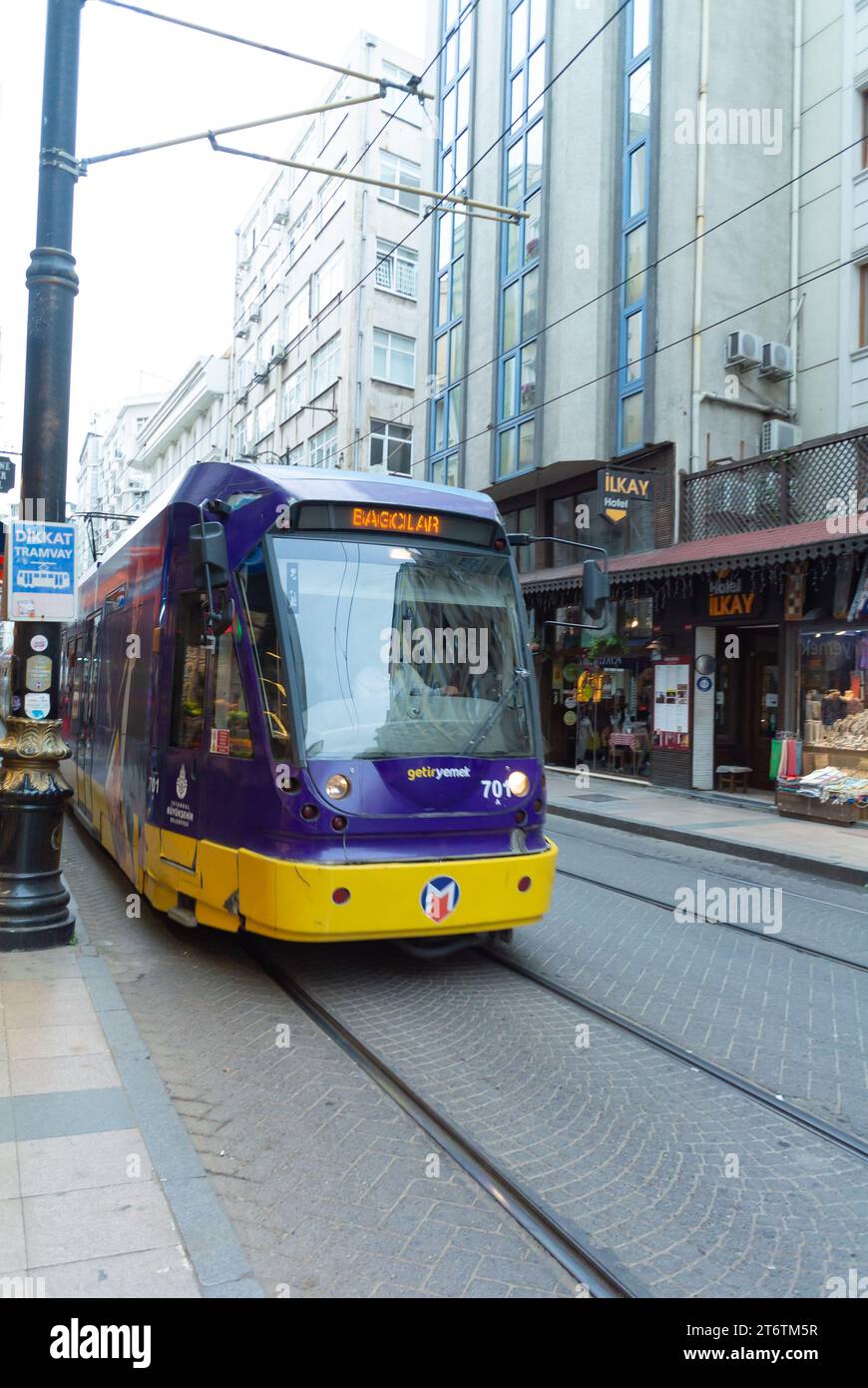 Istanbul, Turkey, Tram T1 line in the street. Editorilal only Stock ...