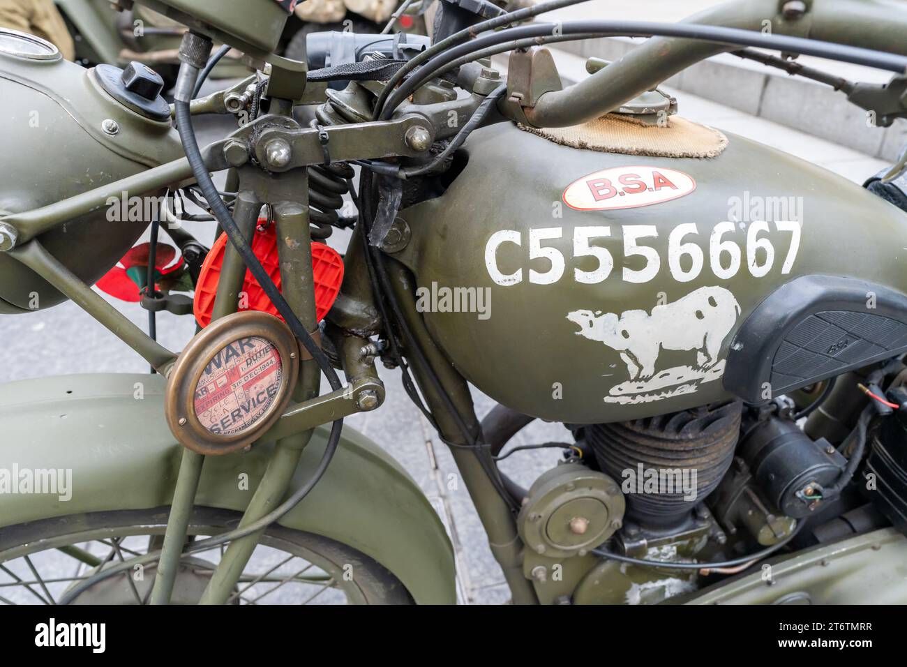 WW2 vintage classic BSA motorcycle, used for war service, on display in ...