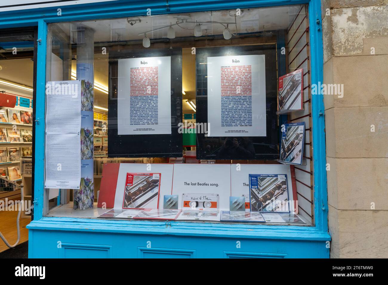 Advertising display in a record shop window for the last The Beatles ...