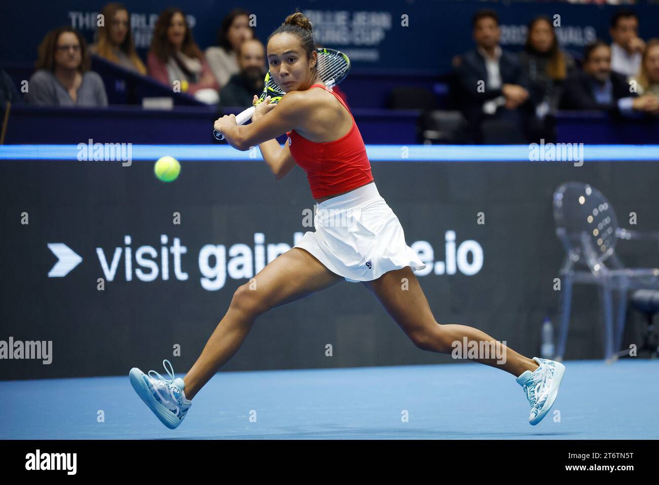 LEYLAH FERNANDEZ of Canada in action during the final group match of the 2023 Billie Jean King ...