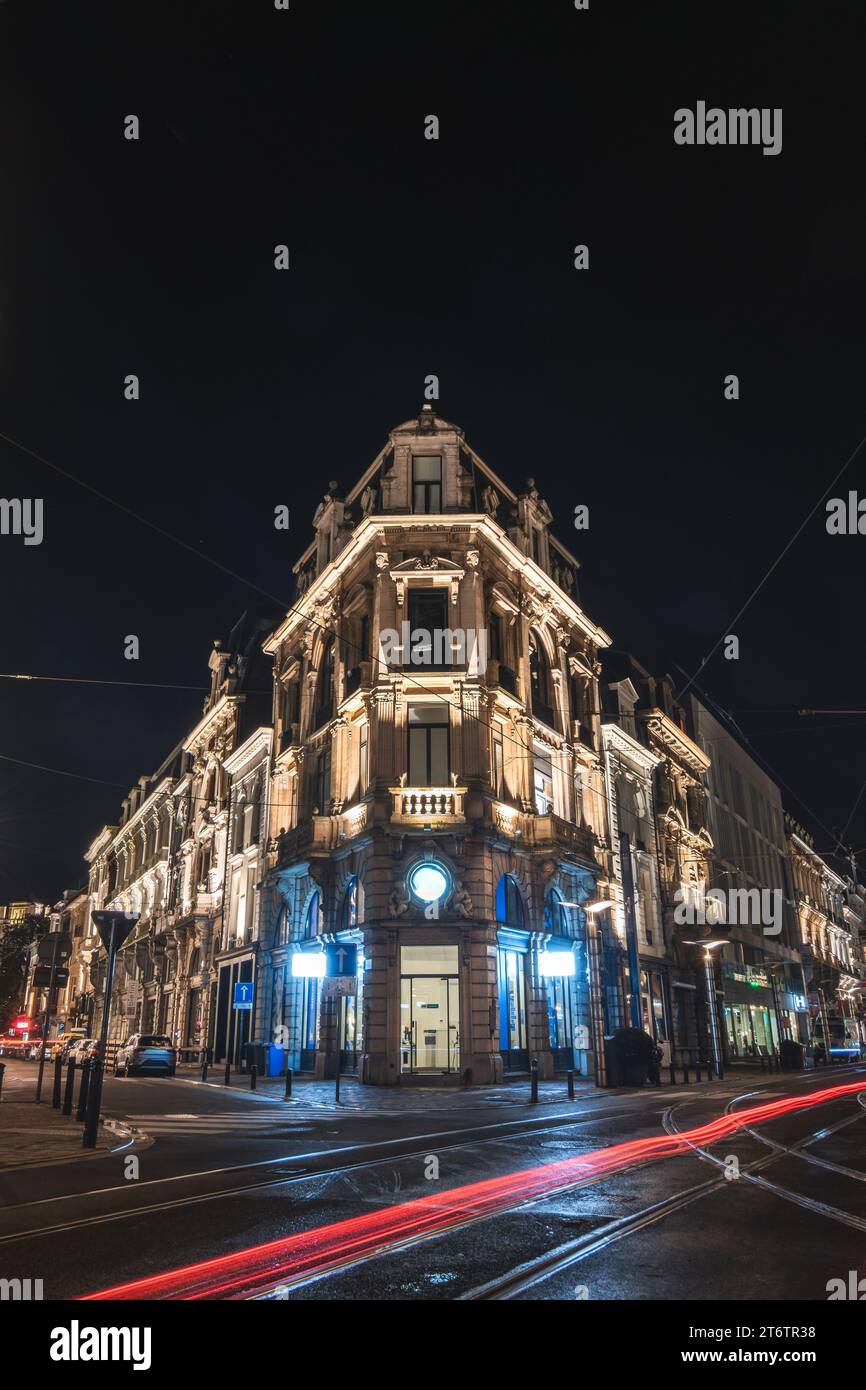 Historical and medieval architecture of Ghent during a dark night ...