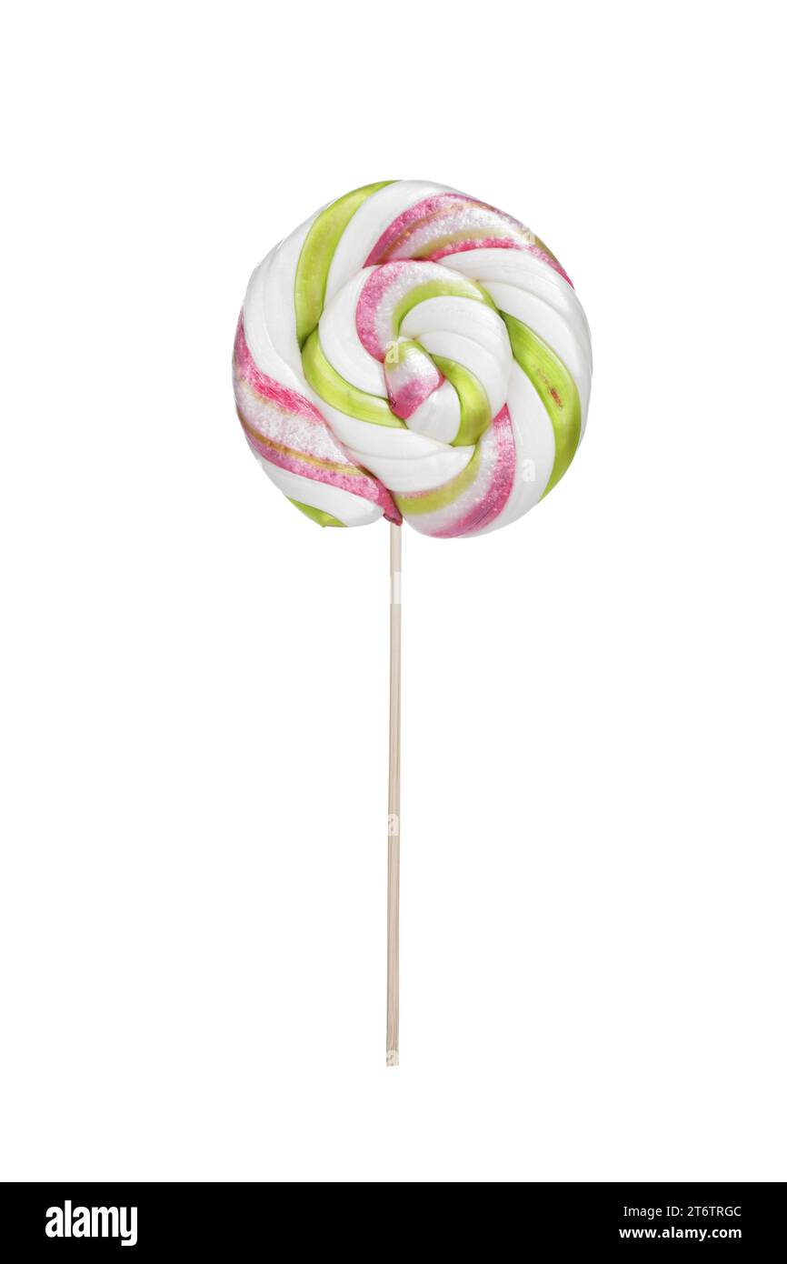 Stick with colorful lollipop swirl isolated on white Stock Photo - Alamy